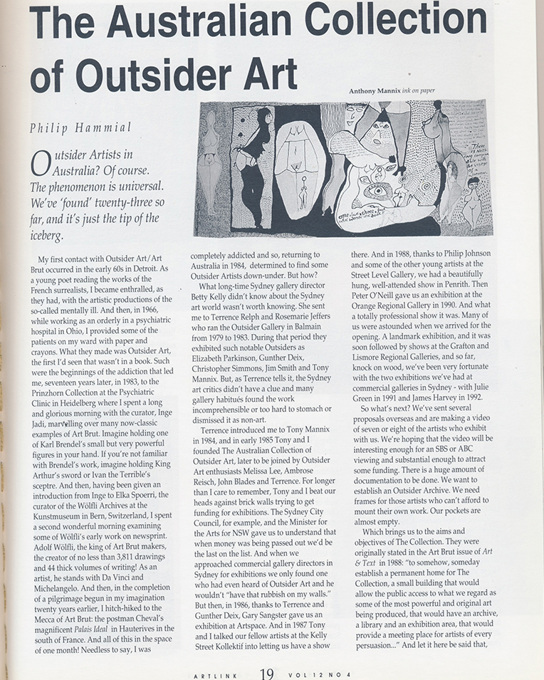 The Artlink Archive Project: Inside the 'Outsider' Issue - Artlink